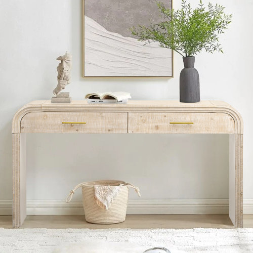 Gracie Oaks Katen Distinctive Vintage Sofa Table: Open-Style Console Table With Dual Top Drawers ...